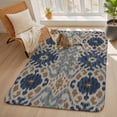 Boho Blue Brown Area Rugs for Living Room 5x7, Ethnic Modern Geometric ...