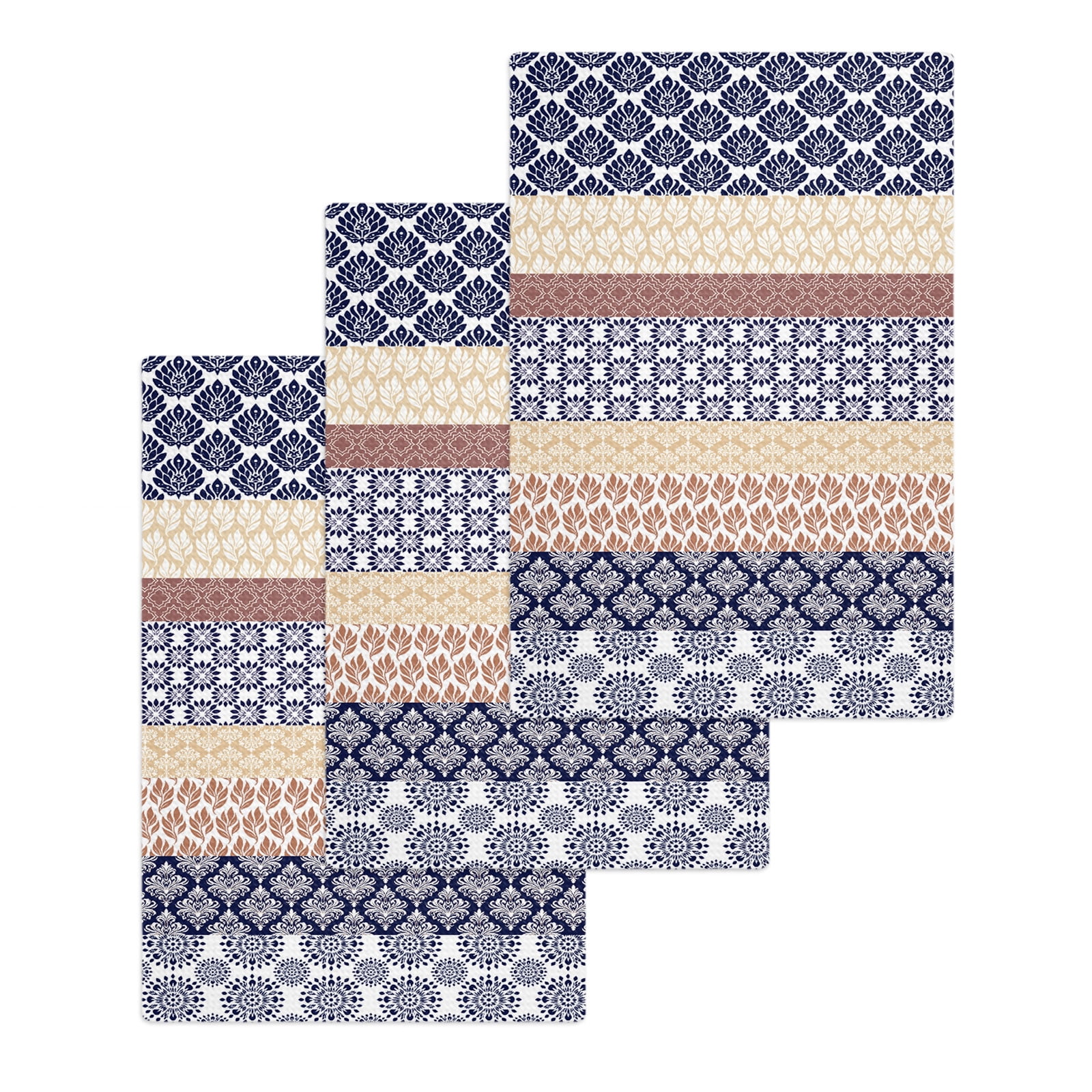Boho Blue Brown Kitchen Dish Towels for Drying Dishes Set of 3 ...
