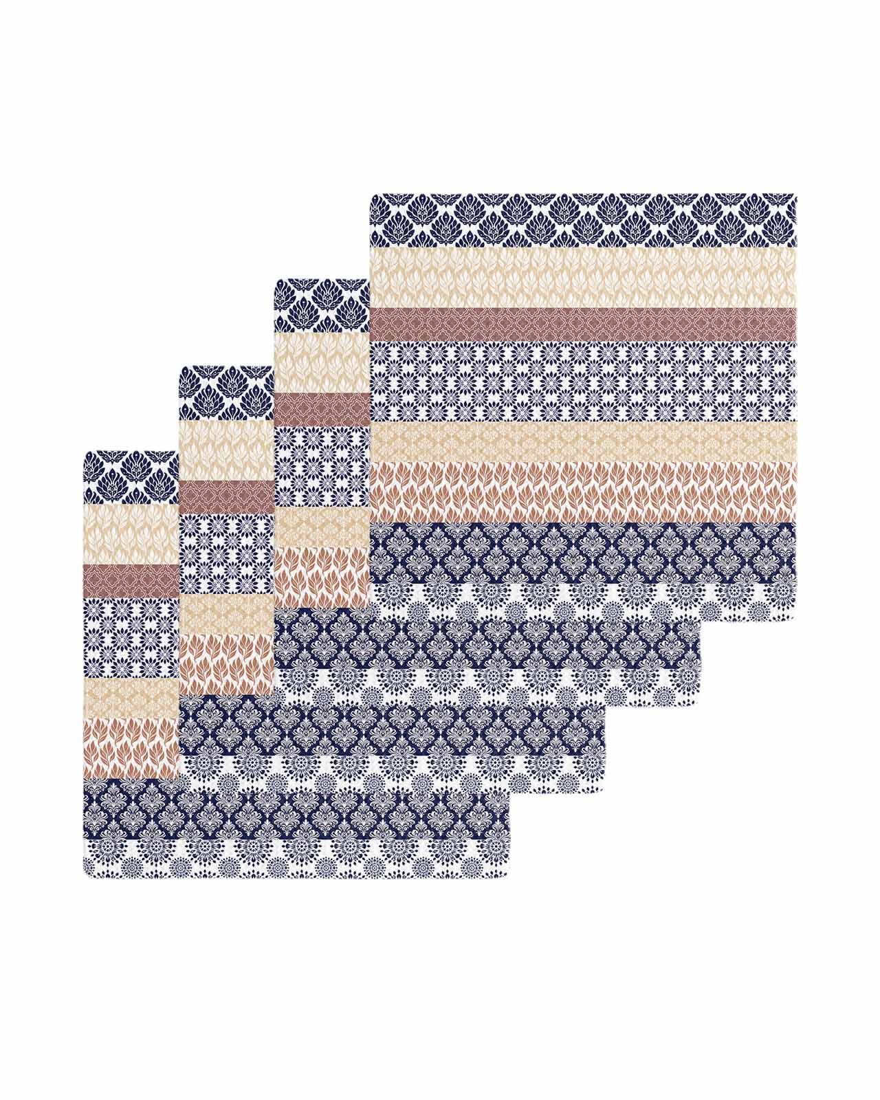 Boho Blue Brown Kitchen Dish Towels for Drying Dishes Set of 4, Geometric Stripes Tribal Beige ...