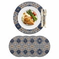 Boho Blue Brown Leather Placemats Set of 4, 12 Inch, Ethnic Modern ...