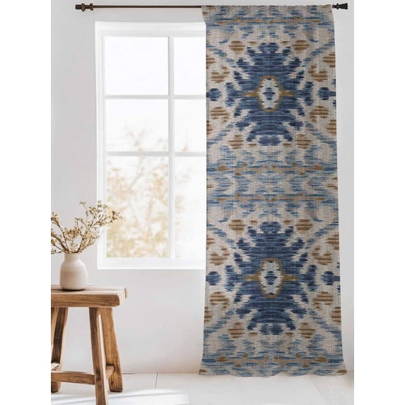 Boho Blue Brown Sheer Curtains 84 Inch Long 1 Panel Ethnic Modern ...