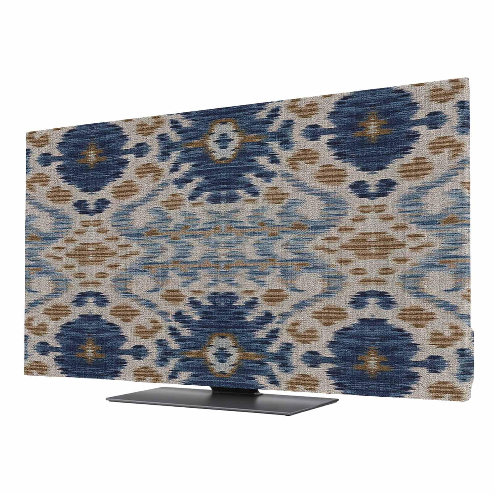 Boho Blue Brown TV Dust Cover 32 Inch, Ethnic Modern Geometric Abstract ...
