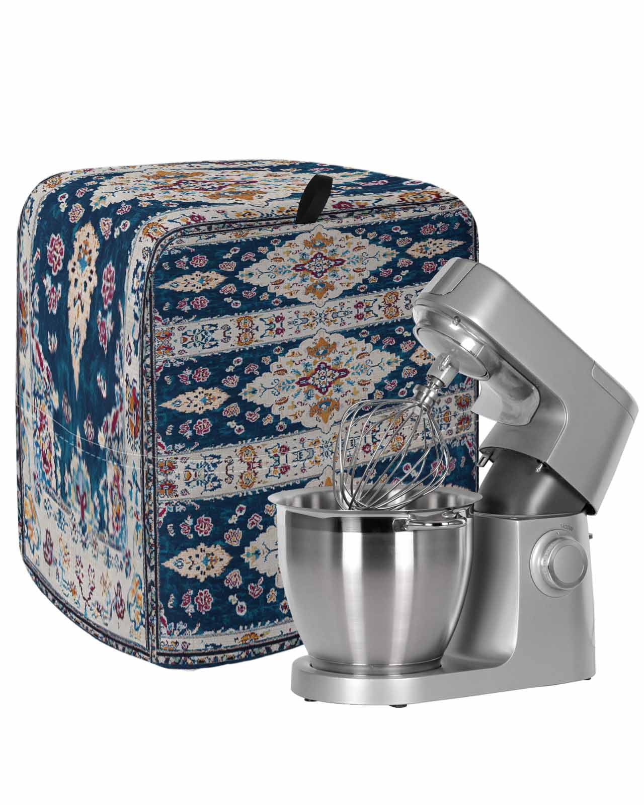 Boho Blue Flower Stand Mixer Dust Cover with Storage Pocket & Handles ...