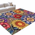 Boho Blue Flower Washable Rug 3x5 Area Rug for Living Room Bedroom Non ...