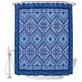 Boho Blue Geometric Shower Curtain Set - Standard 72" x 72" Washable ...