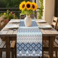 Boho Blue Gradient Stripe Table Runner 90 Inch Long Abstract Geometric ...