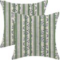 Boho Blue Leaf Stripe Pillow Covers 18x18 Inch Set of 2, Abstract ...