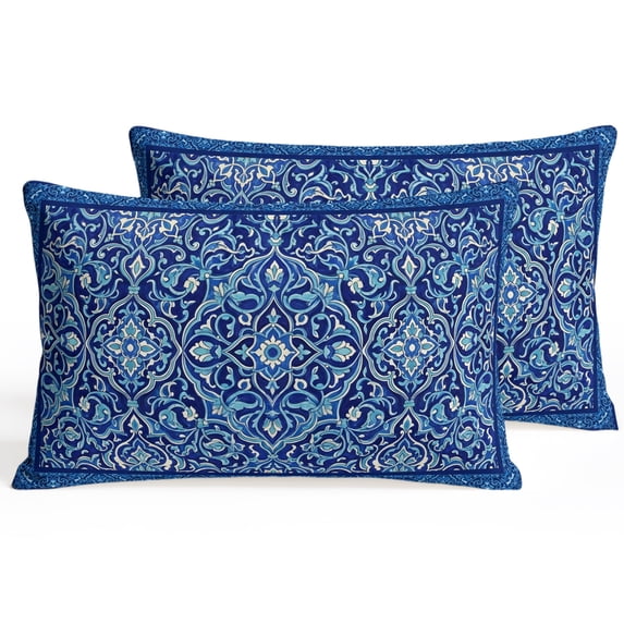 Boho Blue Lumbar Pillow Covers 12 x 20 Inch Pillow Covers Set of 2 ...