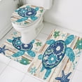 Boho Blue Sea Turtle Bathroom Rugs Set Wood Grain Non Slip Absorbent ...