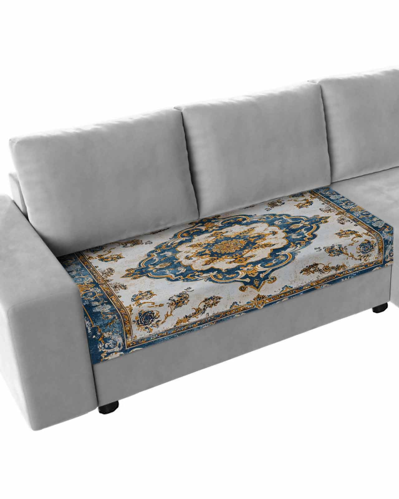 Boho Blue Sofa Couch Cushion Covers Washable, Removable Stretchable Sectional Couch Covers ...