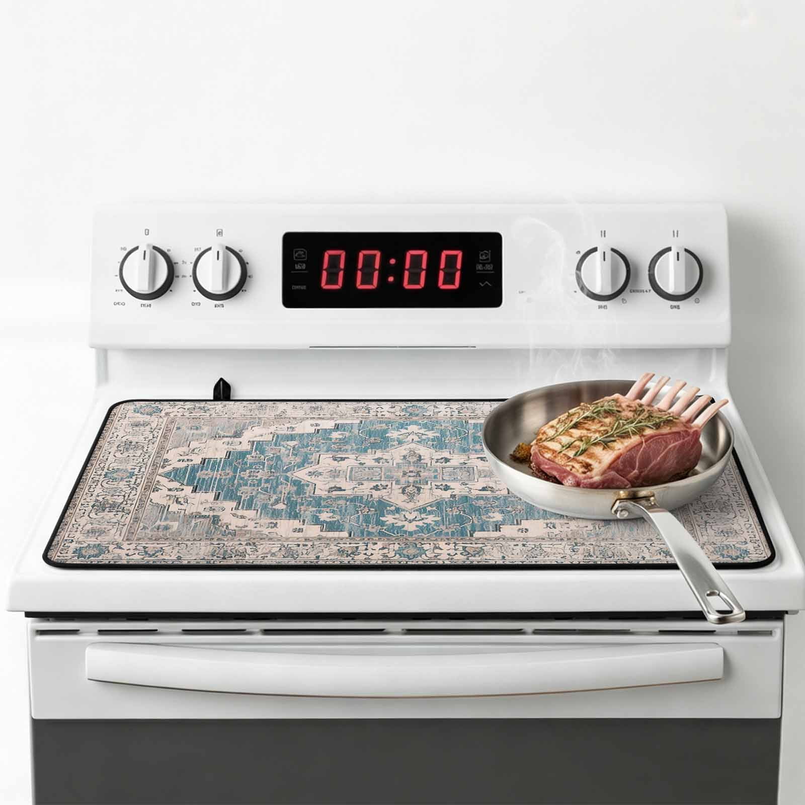 Boho Blue Stove Top Cover for Electric Stove, Heat-proof & Non Slip ...