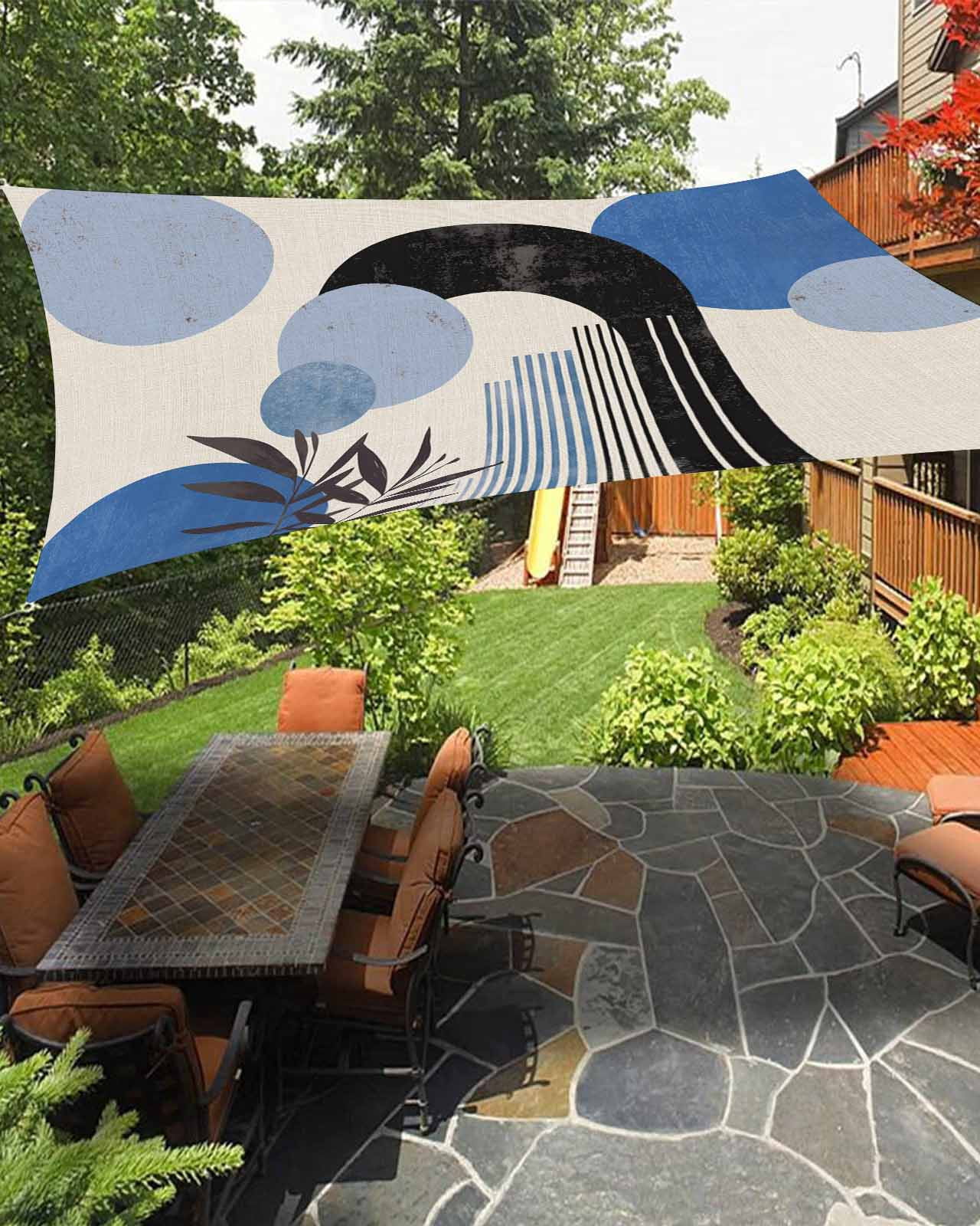 Boho Blue Sun Shade Sail 6.5'X10' Modern Abstract Blue Black Geometric ...