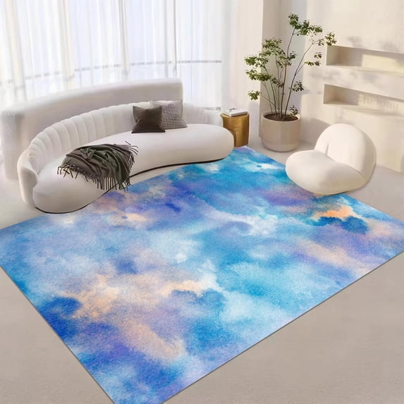 Boho Blue Watercolor Art Living Room Area Rug,Abstract Beauty Rugs ...