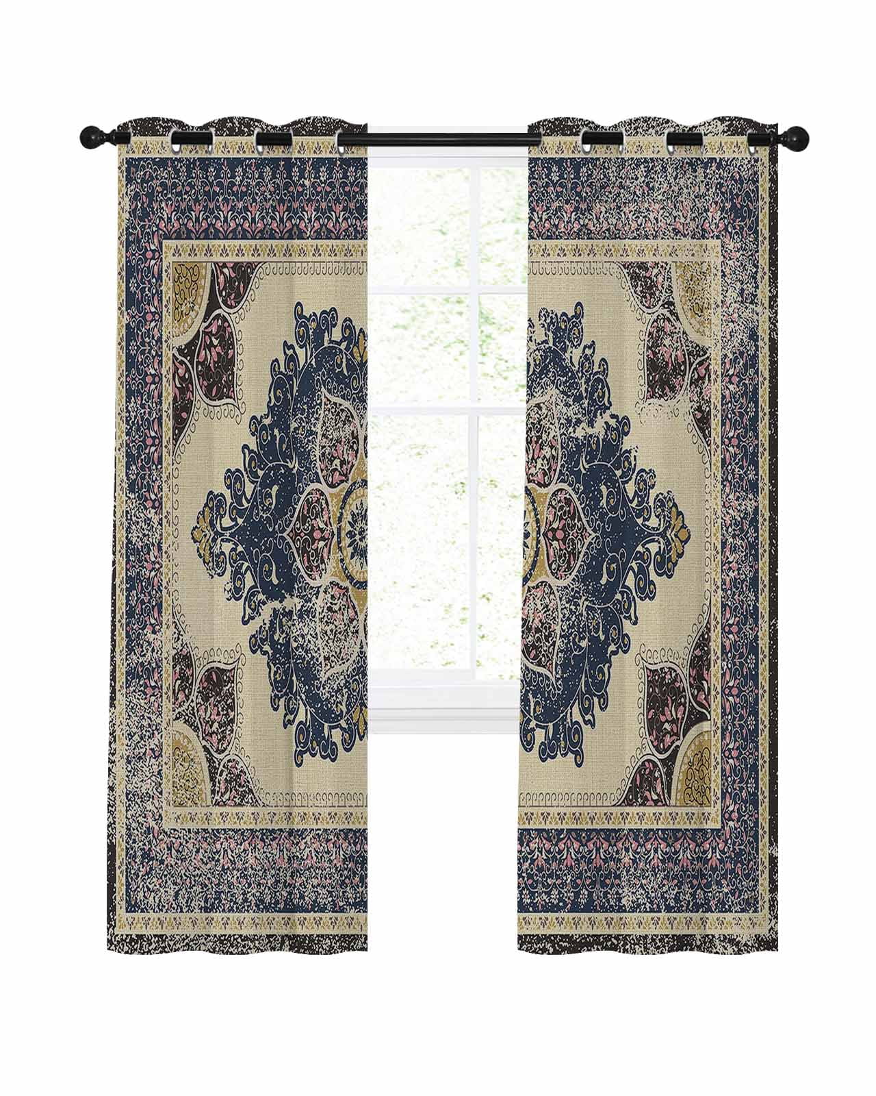 Boho Blue Yellow Pink Blackout Curtains 72 Inches Long for Bedroom ...