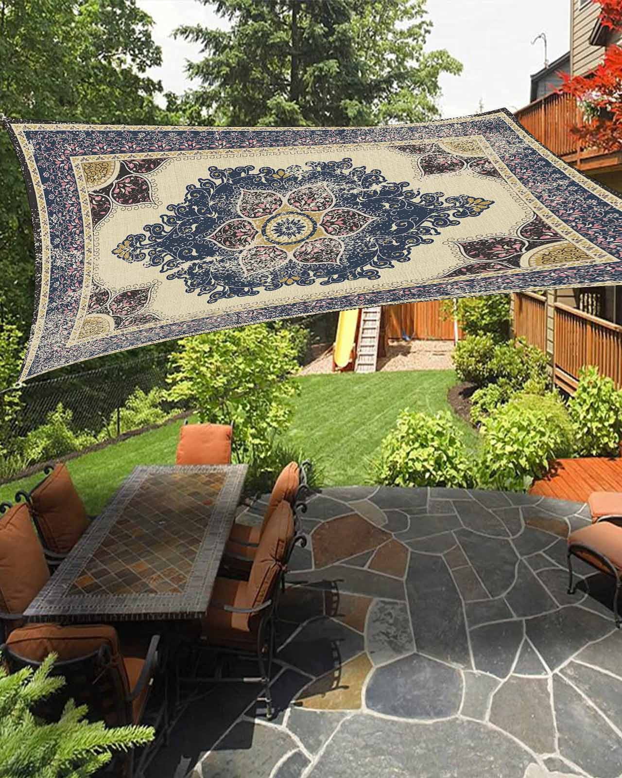 Boho Blue Yellow Pink Sun Sail Shades Rectangle Canopy,Sunlight Block ...