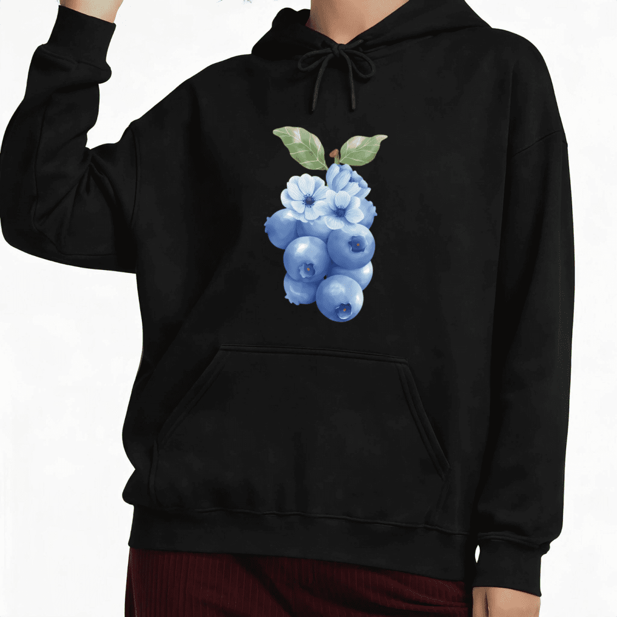 Boho Blueberry Floral Design Graphic Hoodie Dress Womans Print White ...