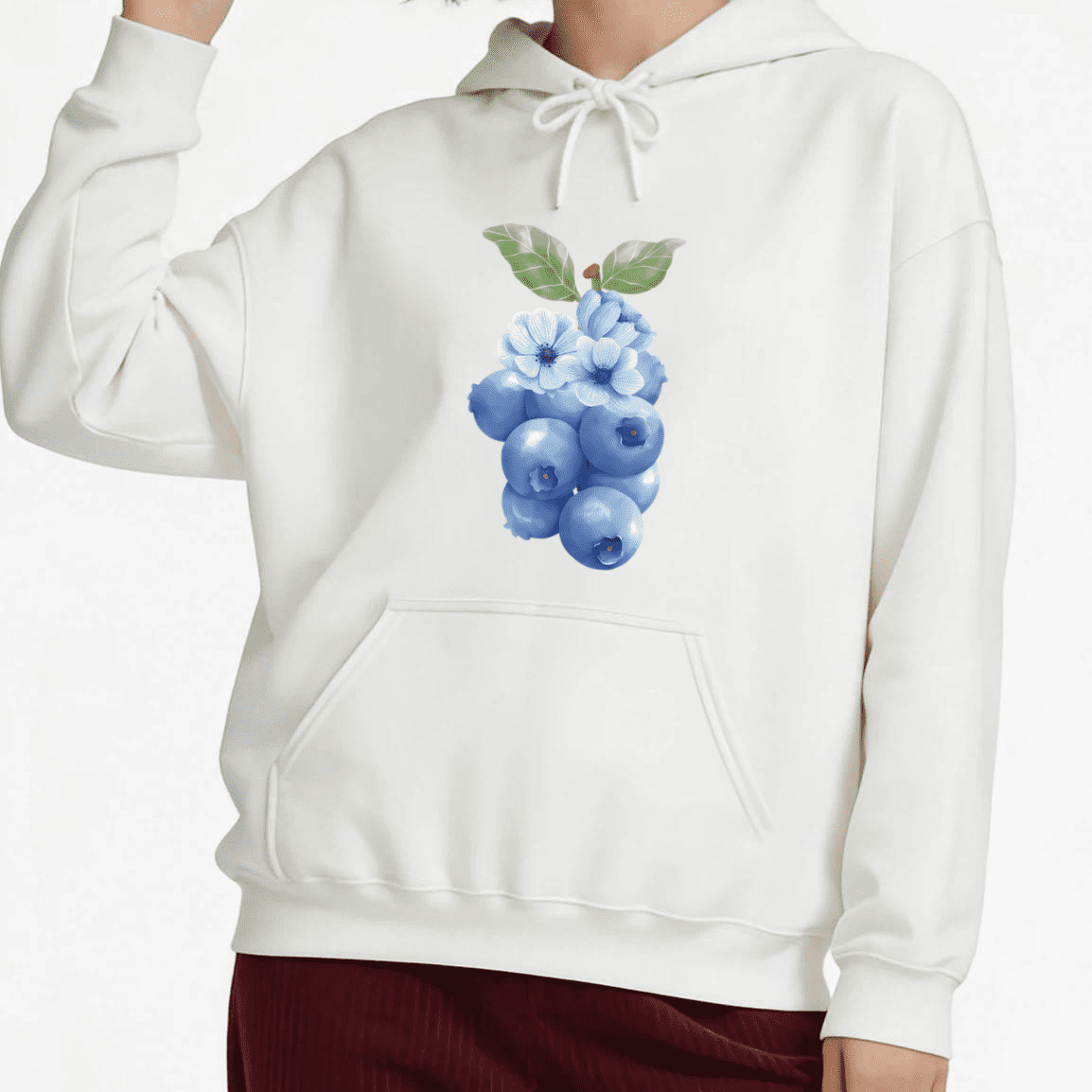 Boho Blueberry Floral Design Graphic Hoodie Dress Womans Print White ...
