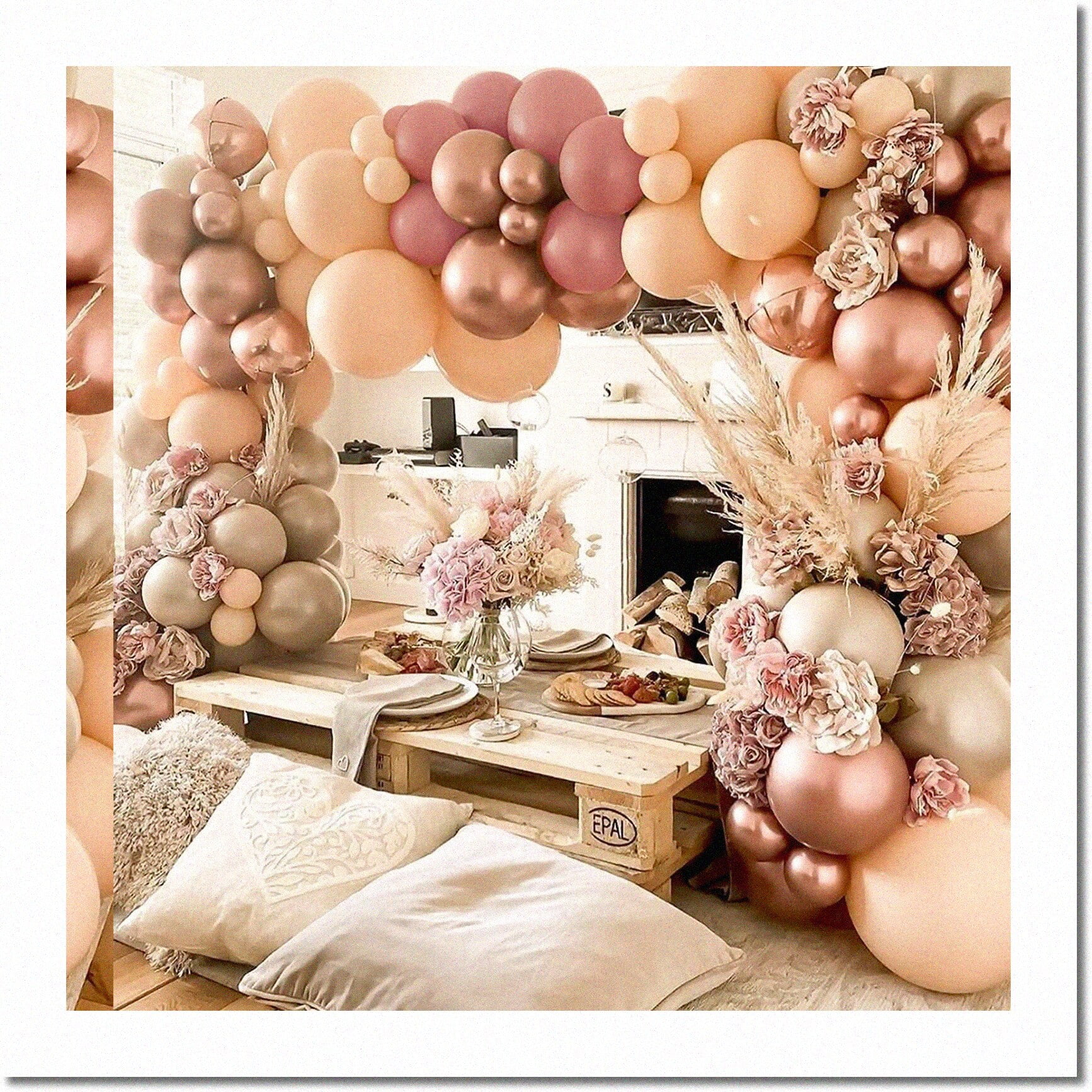 Boho Blush Balloon Garland Kit: Retro Chic Party Decor Set for Wedding ...