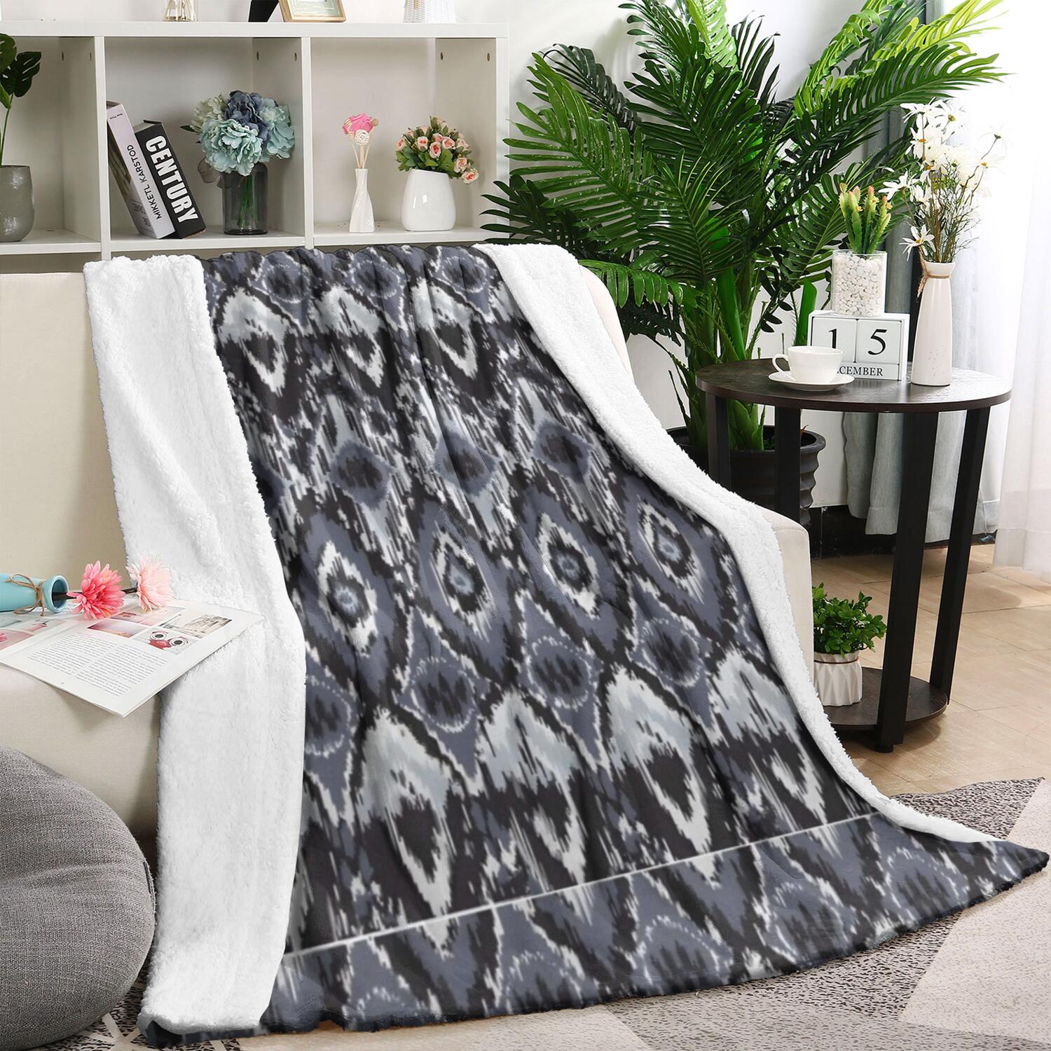 Boho Bohemia Geometric Line Art Blanket,Comfortable Soft Flannel Throw ...