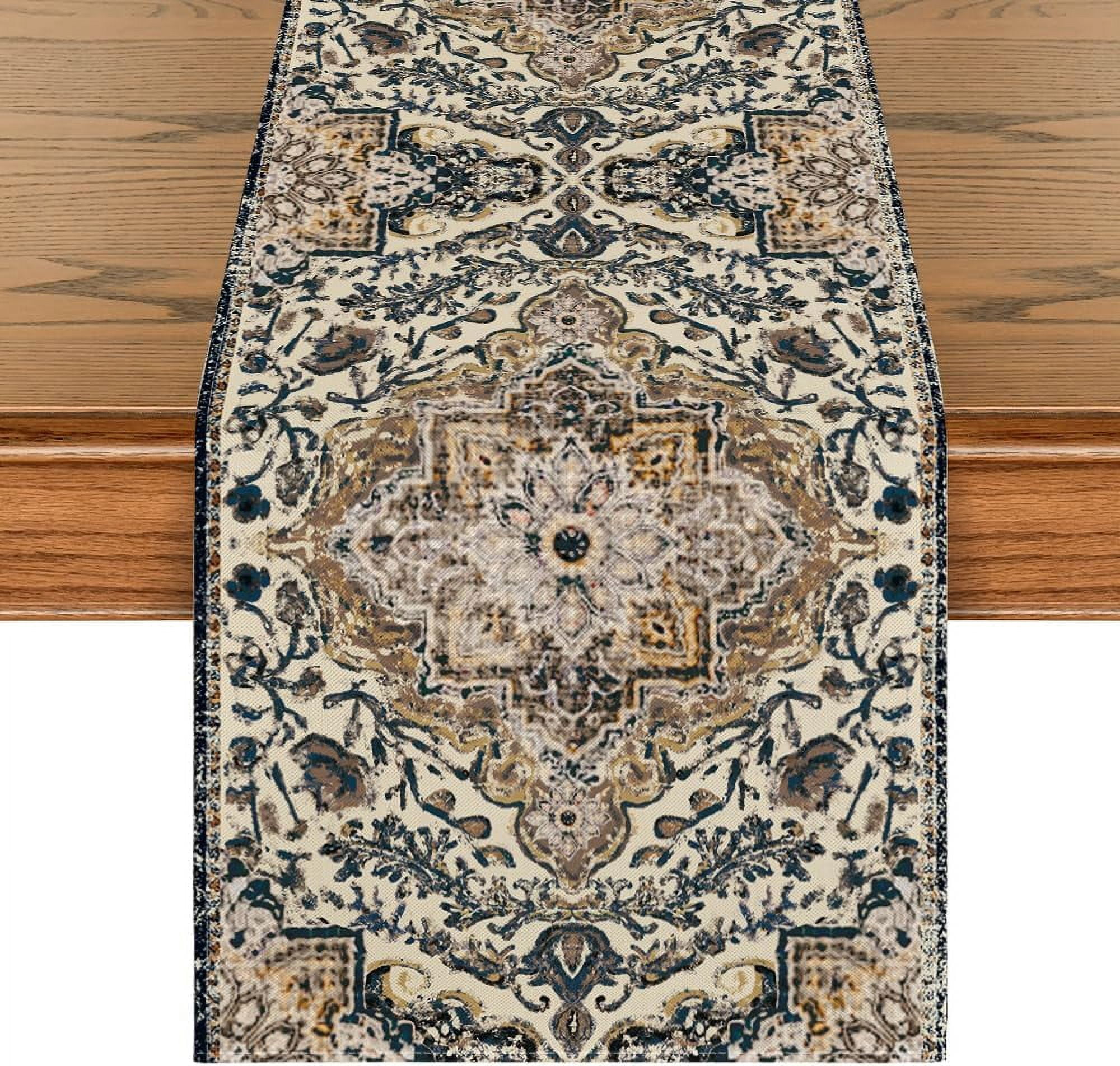 Boho Bohemia Style Black Linen Table Runners Country Rustic Farmhouse ...