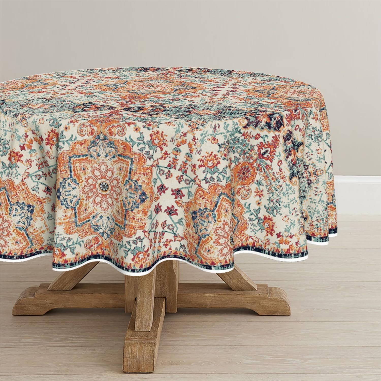 Boho Bohemia Style Tablecloth 60x60 Inch Round, Vintage Country Rustic ...