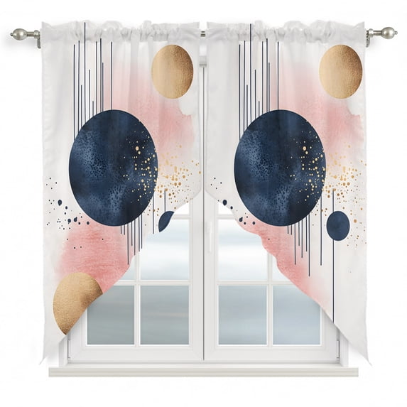 Boho Bohemian Swag Curtain Valance for Window 2 Panels Abstract Color ...