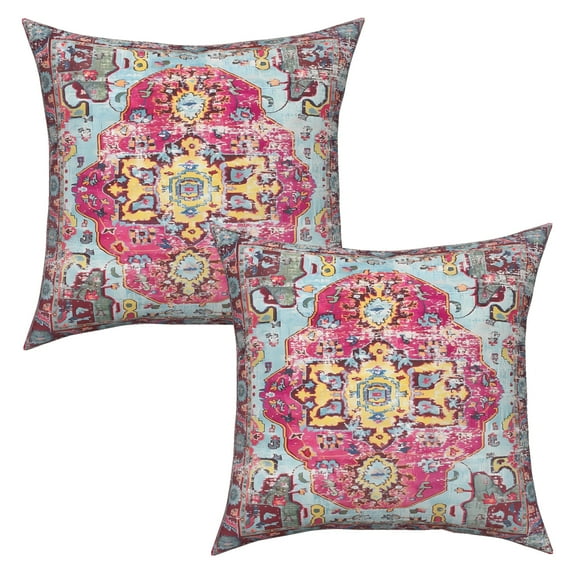 Boho Bohemian Throw Pillow Covers 20x20 inch Set of 2,Light Blue Red ...