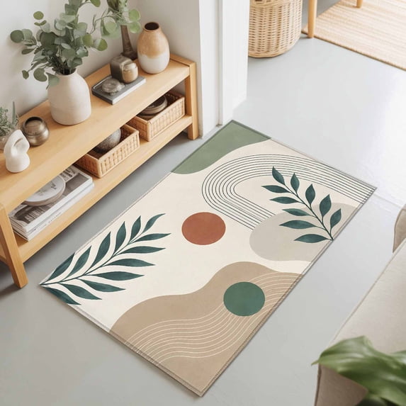 Boho Botanical 2'x3' Rug for Entryway Front Door Kitchen Sink Area ...