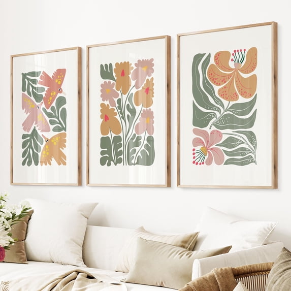 Boho Botanical Art Prints: Terracotta Flower Set 3 - Walmart.com