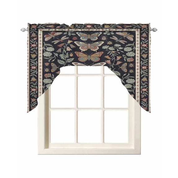 Boho Botanical Kitchen Swag Valances for Windows, Vintage Bohemia Green ...