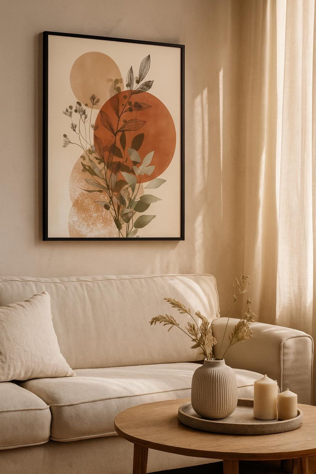 Boho Botanical Poster Abstract Terracotta Plant Line Art , Poster Print ...
