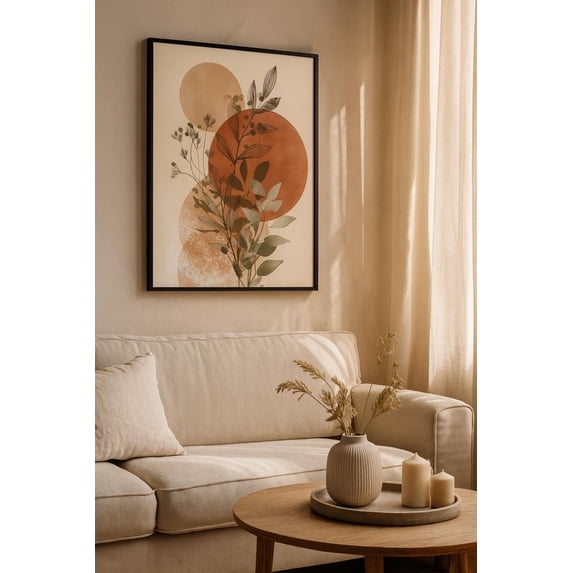 Boho Botanical Poster Abstract Terracotta Plant Line Art , Poster Print ...