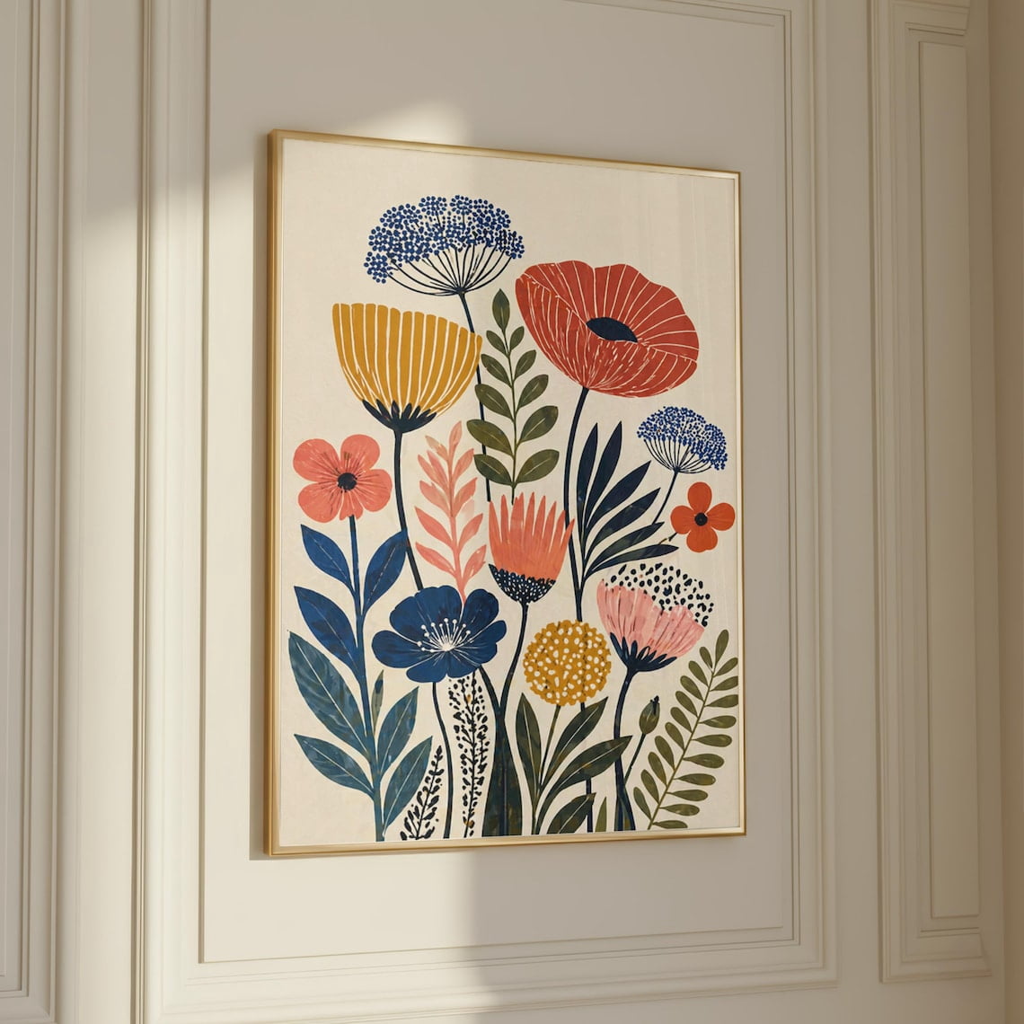 Boho Botanical Scandinavian Floral Colorful Nature Decor, Unframed ...