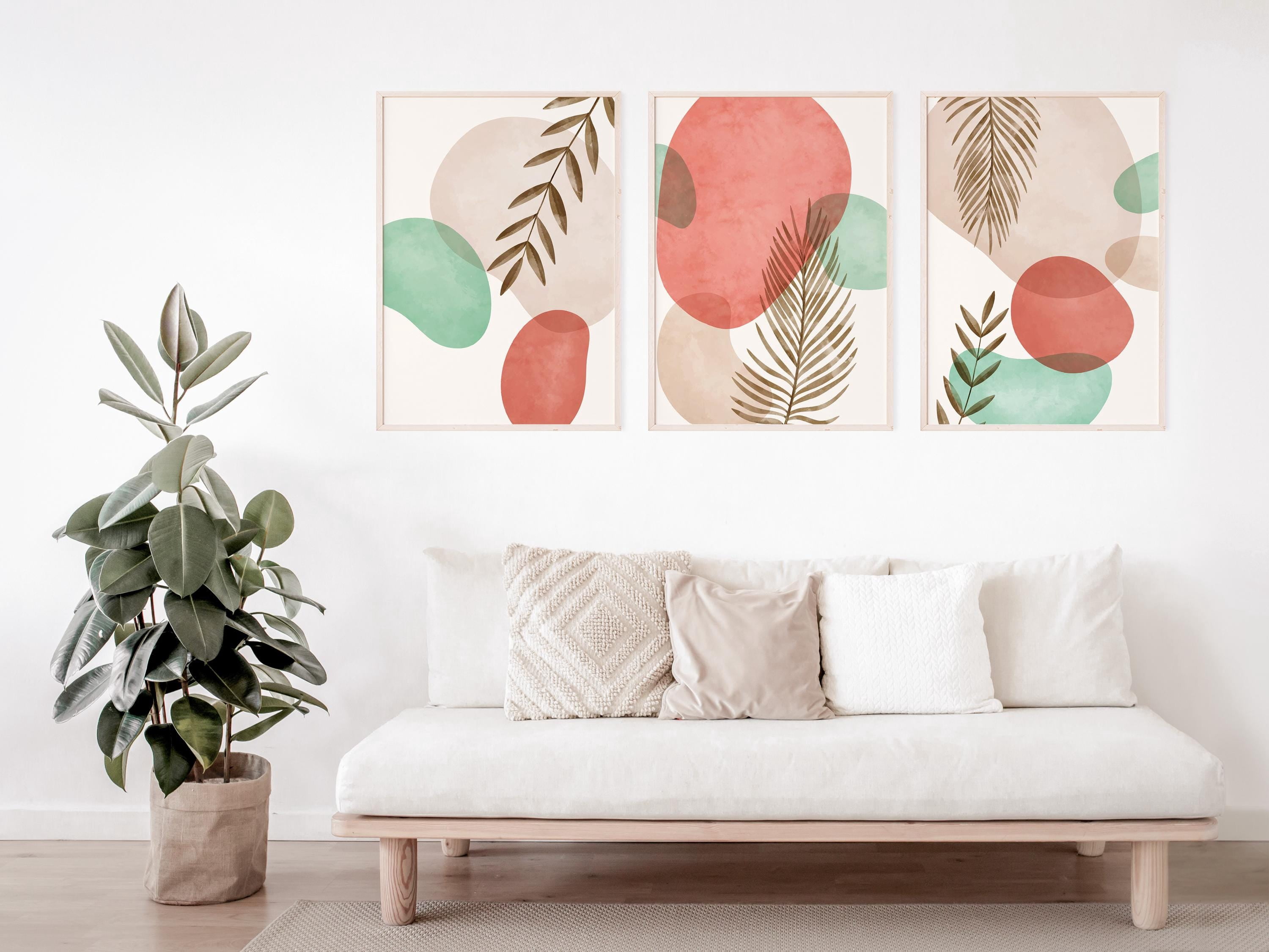 Boho Botanical Wall Art Abstract Palm Leaf Prints Set 3 - Walmart.com