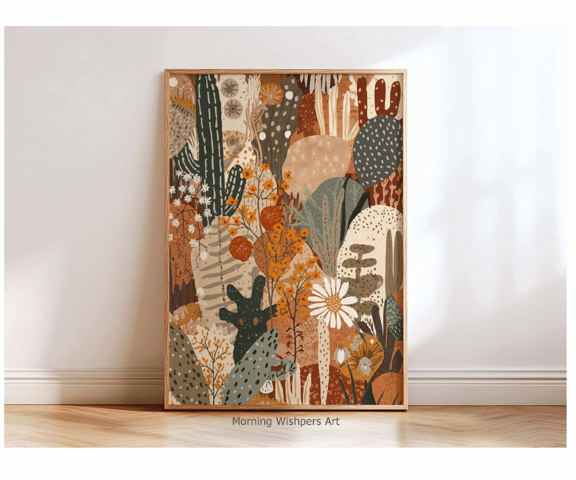 Boho Botanical Wall Poster Abstract Nature Poster Earthy Desert Plant ...