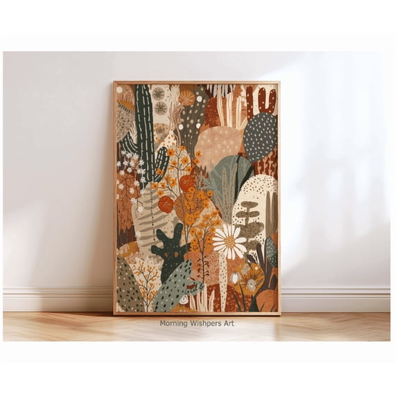 Boho Botanical Wall Poster Abstract Nature Poster Earthy Desert Plant ...