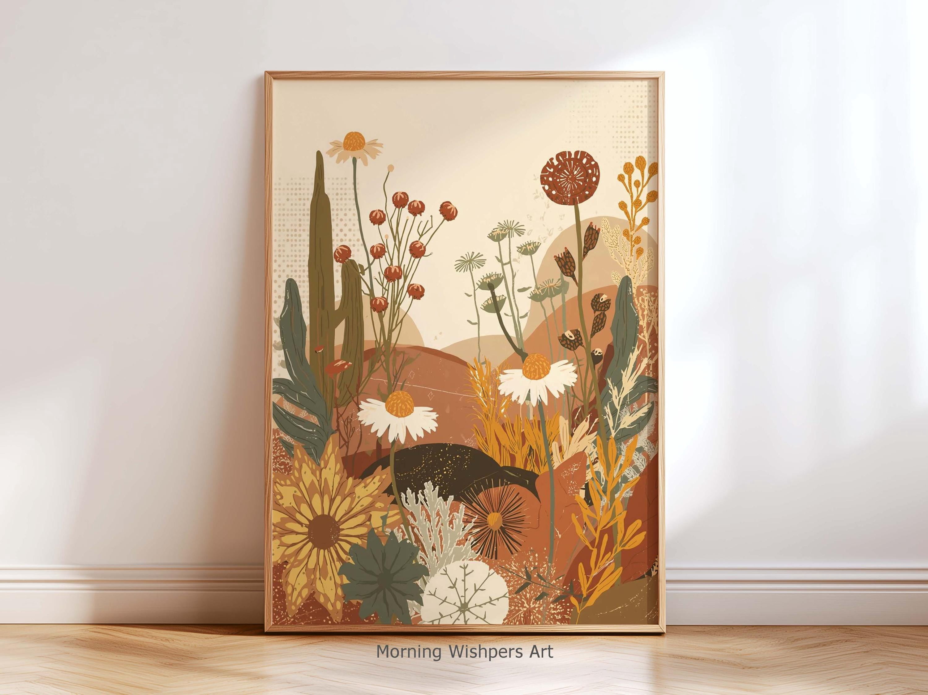 Boho Botanical Wall Poster Desert Wildflower Poster Earthy Floral ...