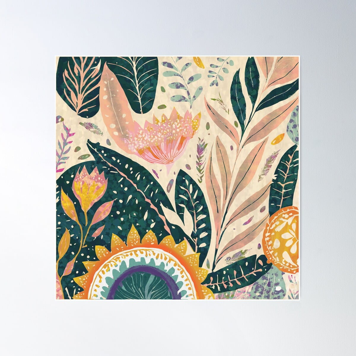 Boho Botanicals Poster Wall Art, Modern Wall Decor For Living Room ...