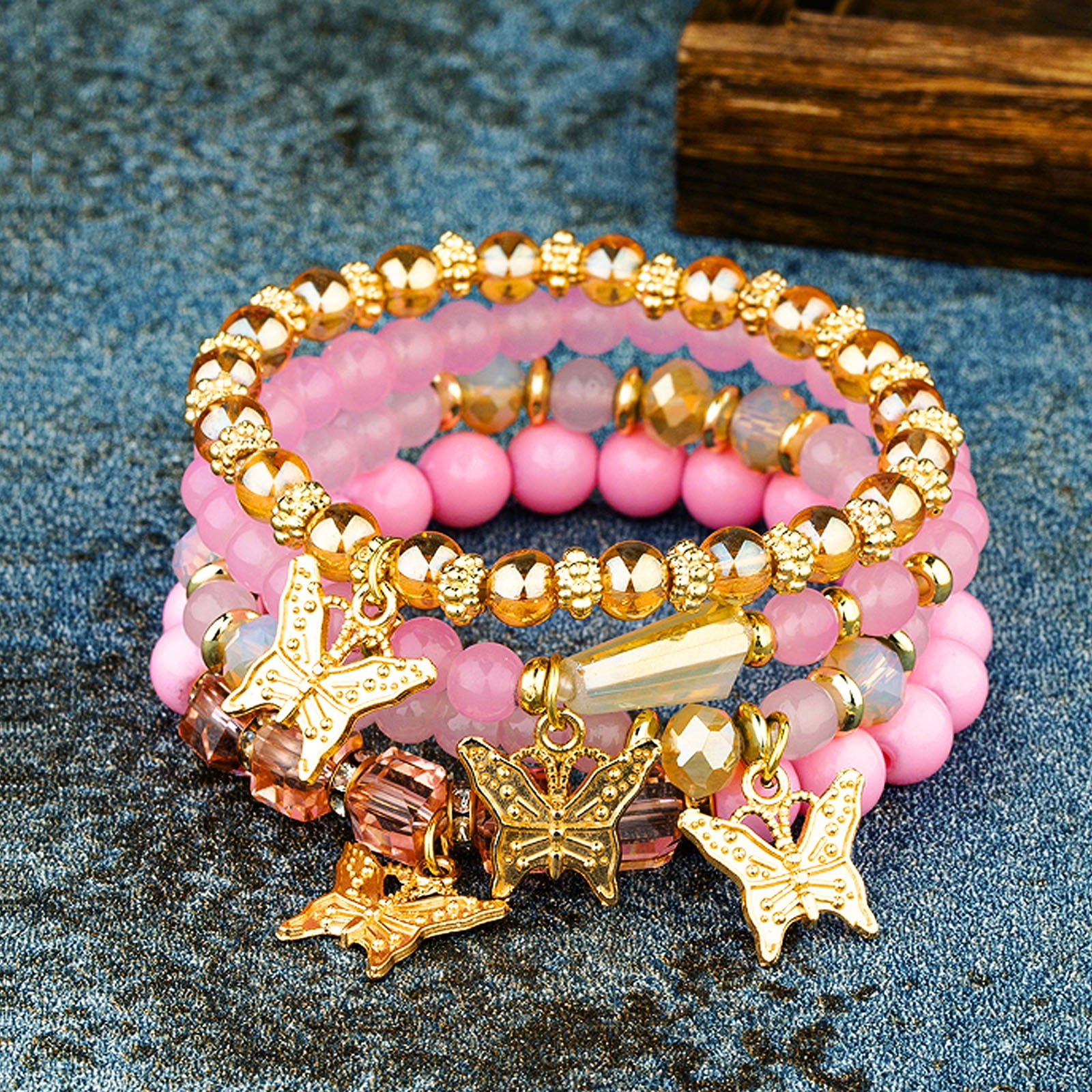 Boho Bracelets for Teen Girls 4 Pcs Set, Stackable Beads Bracelet ...
