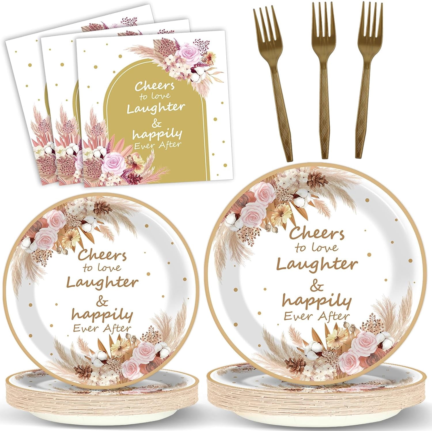 Boho Bridal Shower Party Supplies: Boho Floral Paper Plates, Napkins ...