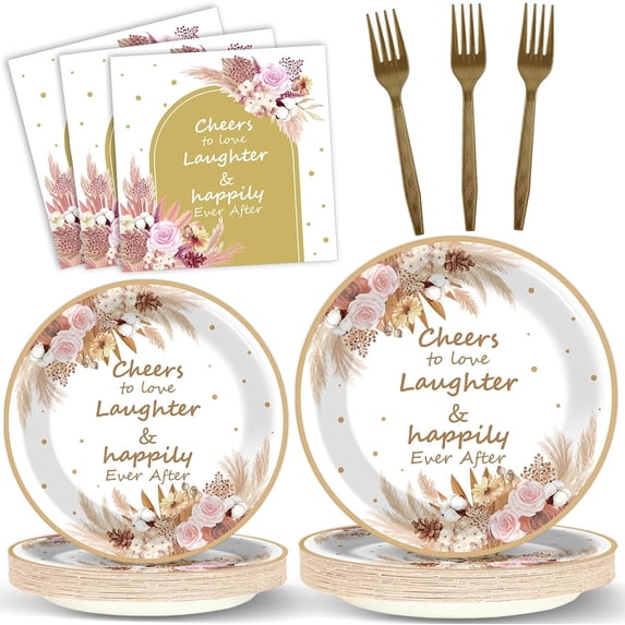 Boho Bridal Shower Party Supplies: Boho Floral Paper Plates, Napkins ...