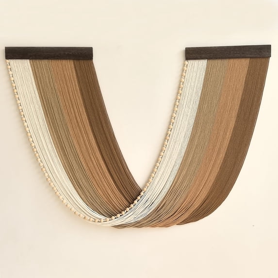 Boho Brown + Bead Dip Dyed Yarn Tapestry Wall Hanging Decor for Bedroom ...