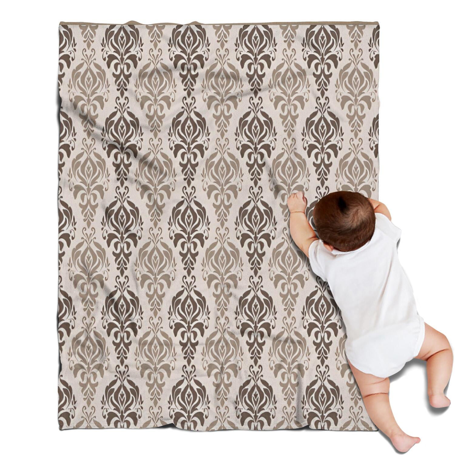 Boho Brown Damask Ethnic Pattern Blanket,Comfortable Soft Flannel Throw ...