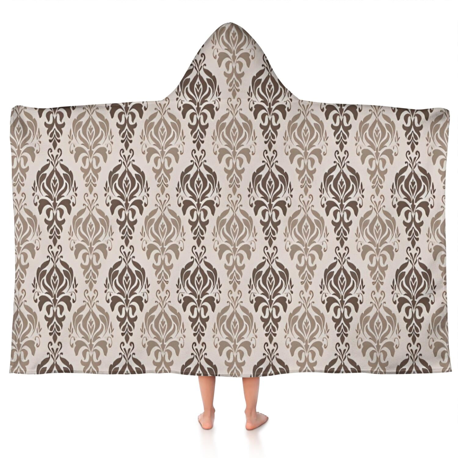 Boho Brown Damask Ethnic Pattern Hooded Bath Towel，50"x30" for Ages 3 ...