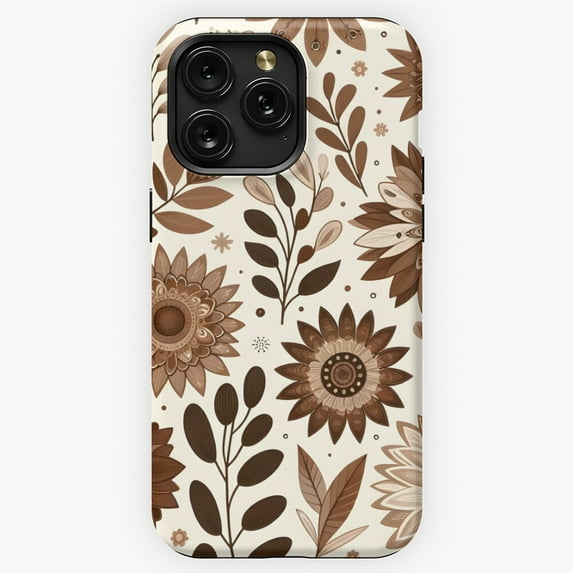 Boho Brown Flower Retro Pattern iPhone Case 17 through 11 Pro Max ...