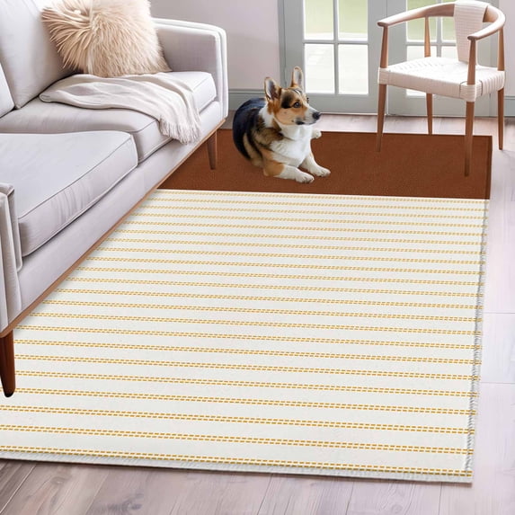 Boho Brown Leather Texture Area Rug 4x6 FT, Non Slip Kids Room Carpet ...