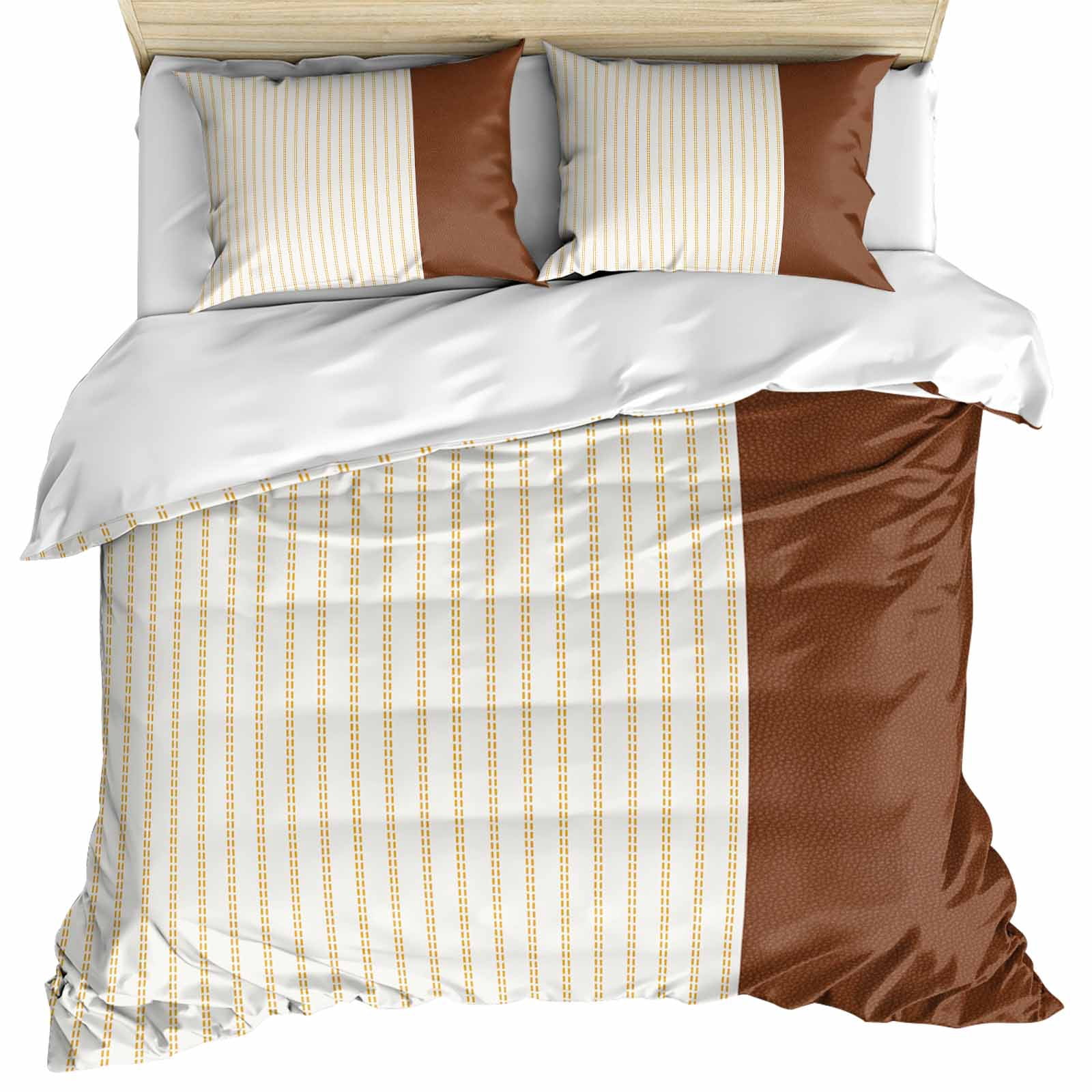Boho Brown Leather Texture Bedding 3 Piece Duvet Cover Set Twin Size ...