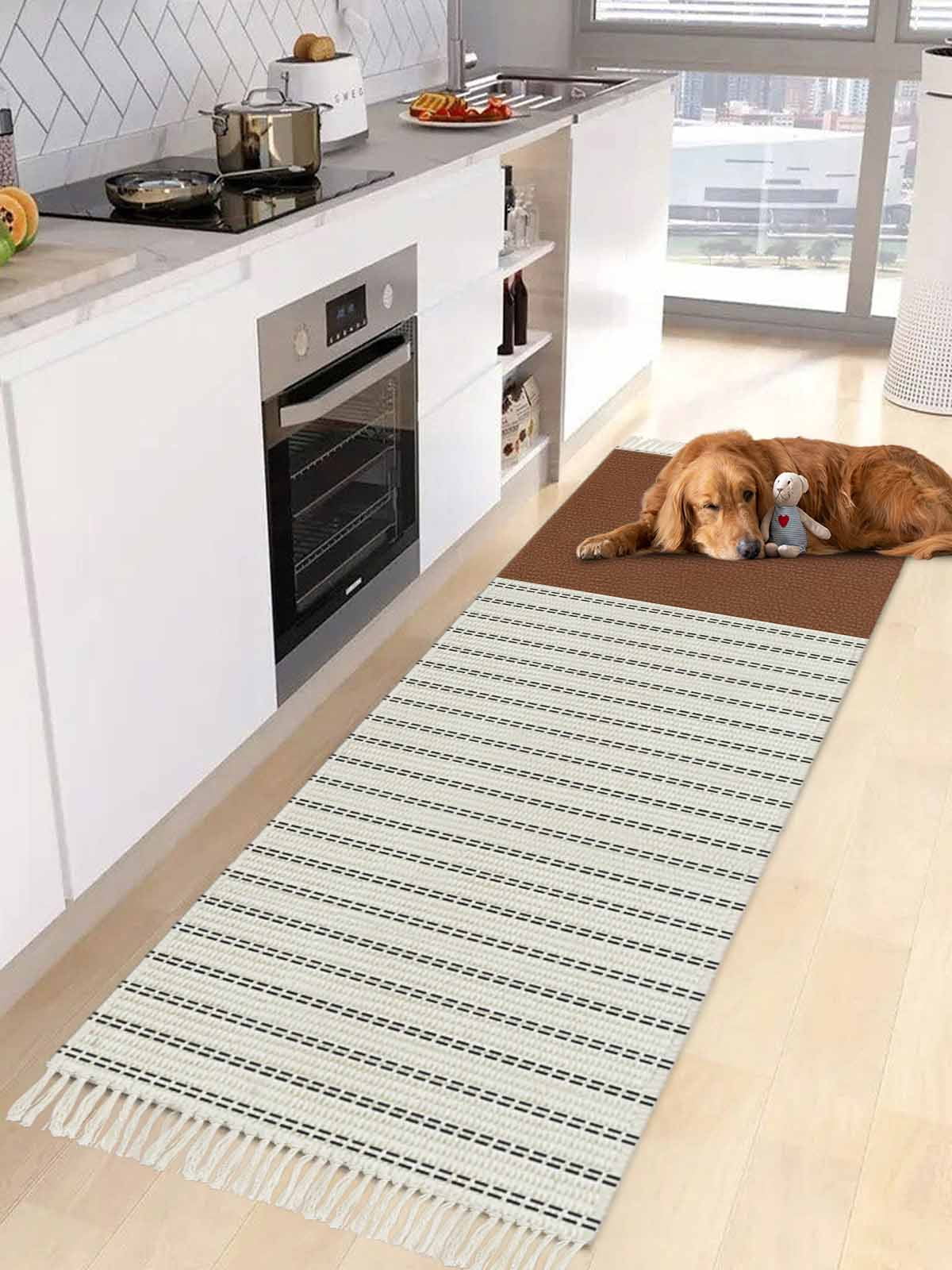 Boho Brown Leather Texture Entryway Runner Rug 2x4ft,Modern Black ...