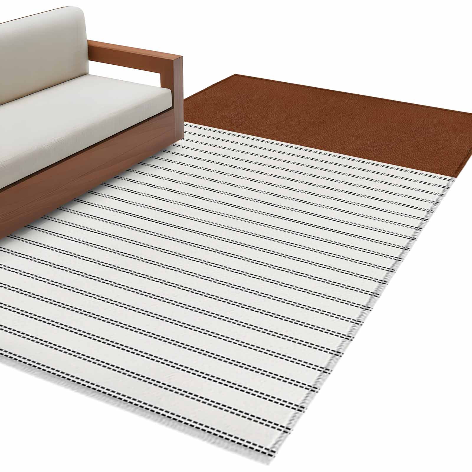 Boho Brown Leather Texture Large Area Rugs for Bedroom Living Room ...