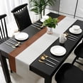 Boho Brown Leather Texture Table Runner 90 Inches Long, Modern Black ...